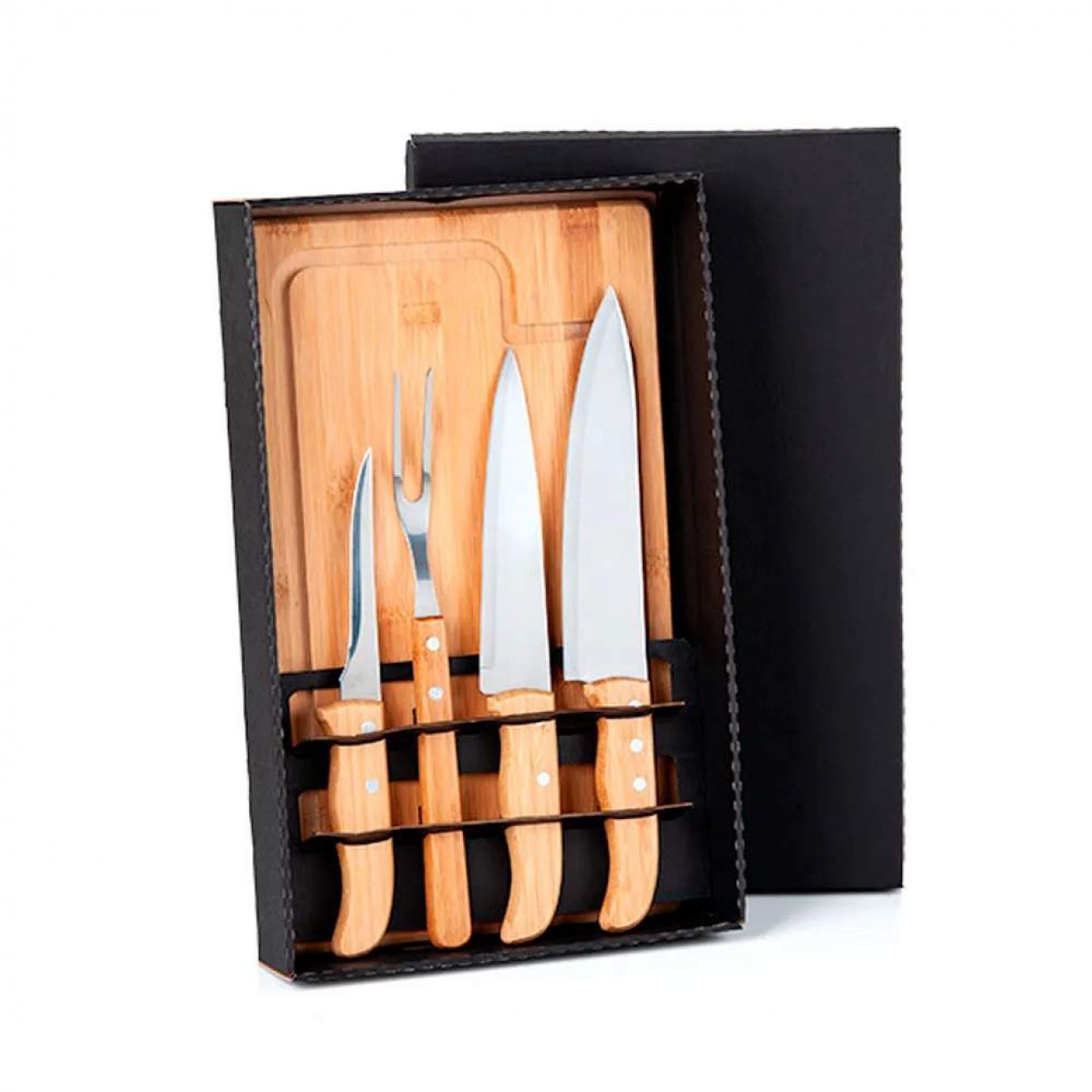 Kit para Churrasco em Bambu/Inox com Logo